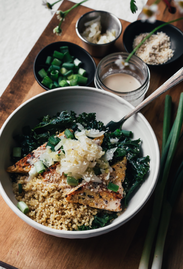Sesame Kale Macro Bowl + Kraut with Caraway | Farmhand Fermented Foods